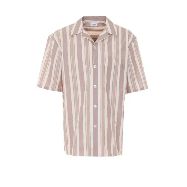 Saint Laurent Cassandre Striped Short Sleeves Shirt - Cream