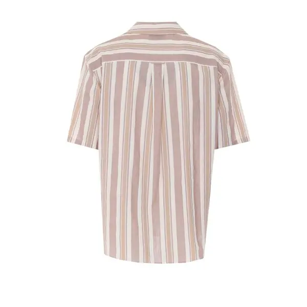 Saint Laurent Cassandre Striped Short Sleeves Shirt - Cream