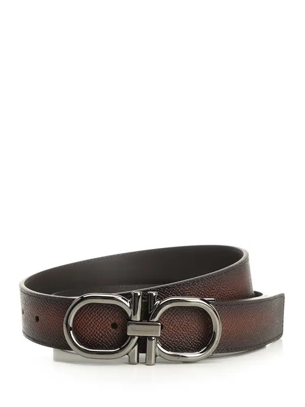 FERRAGAMO Adjustable Gancini Belt - Brown