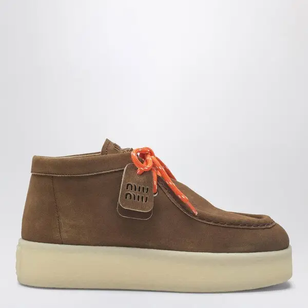 Miu Miu Platform Ankle Boots In Cinnamon Suede