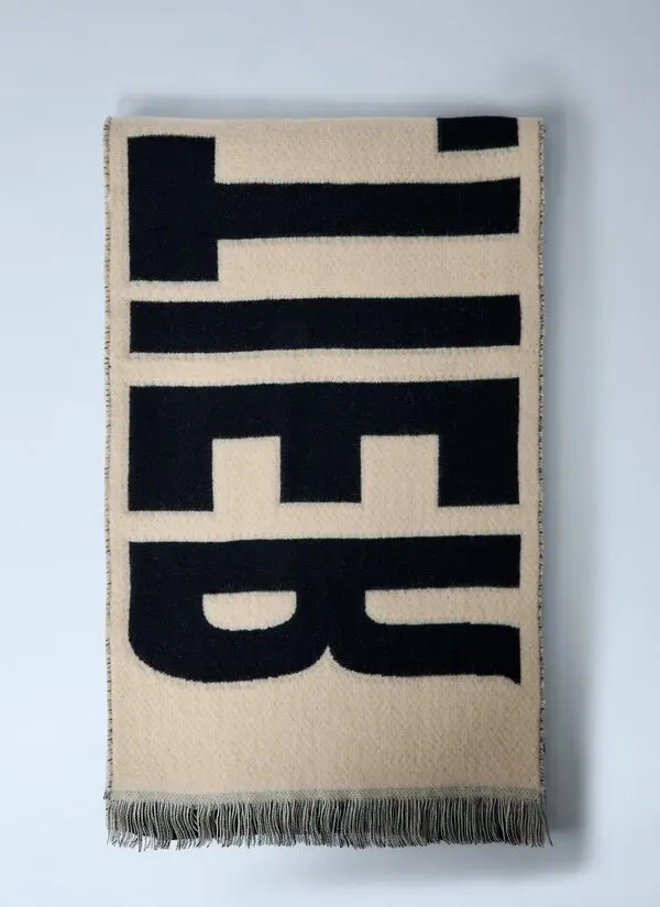 JEAN PAUL GAULTIER Logo Motif Wool Scarf - Black