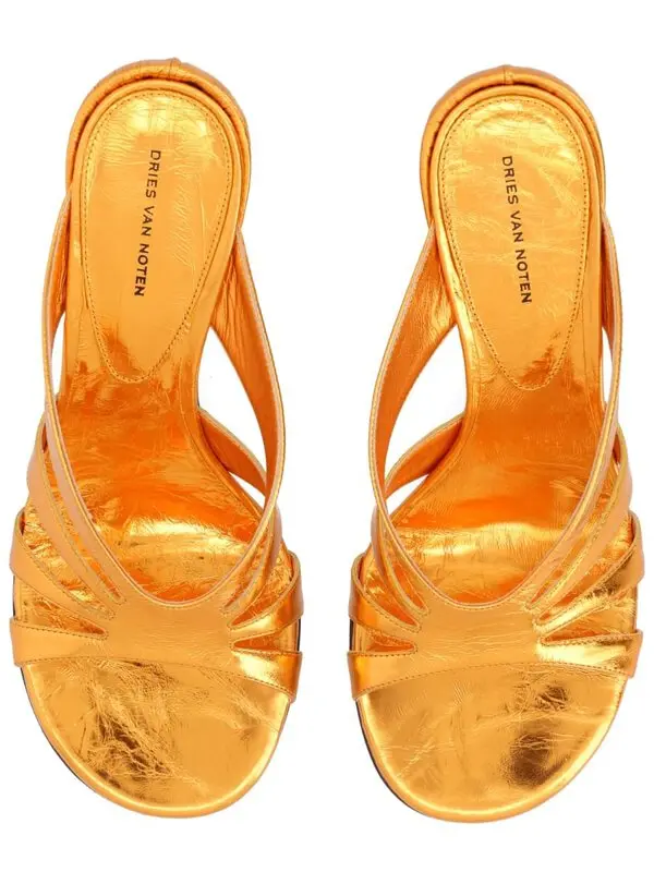 Dries Van Noten Metallic Leather Sandals - Orange