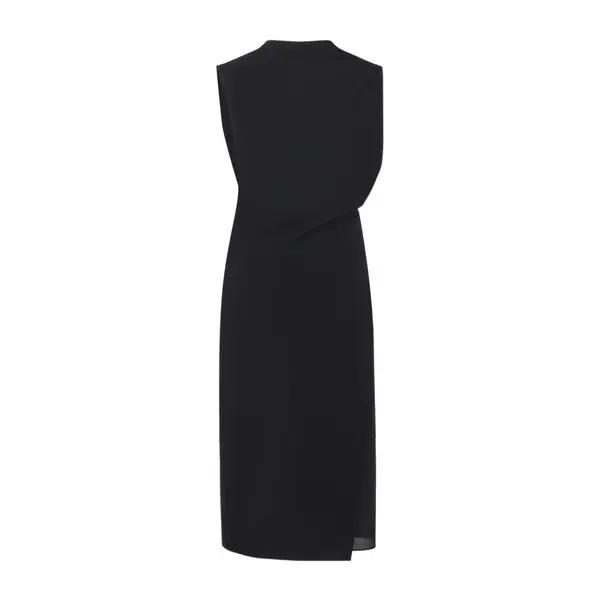 Jacquemus Asymmetric Cotton Midi Dress - Black