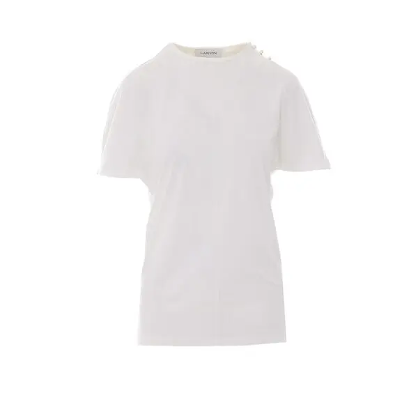 LANVIN Cape-effect T-shirt In Cotton And Silk - White