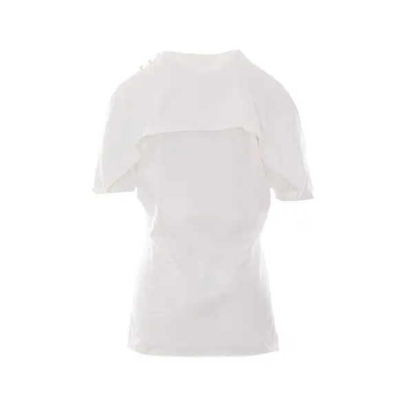 LANVIN Cape-effect T-shirt In Cotton And Silk - White