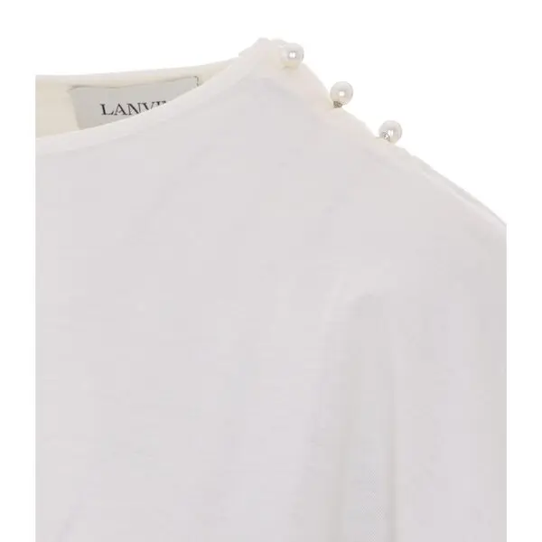 LANVIN Cape-effect T-shirt In Cotton And Silk - White