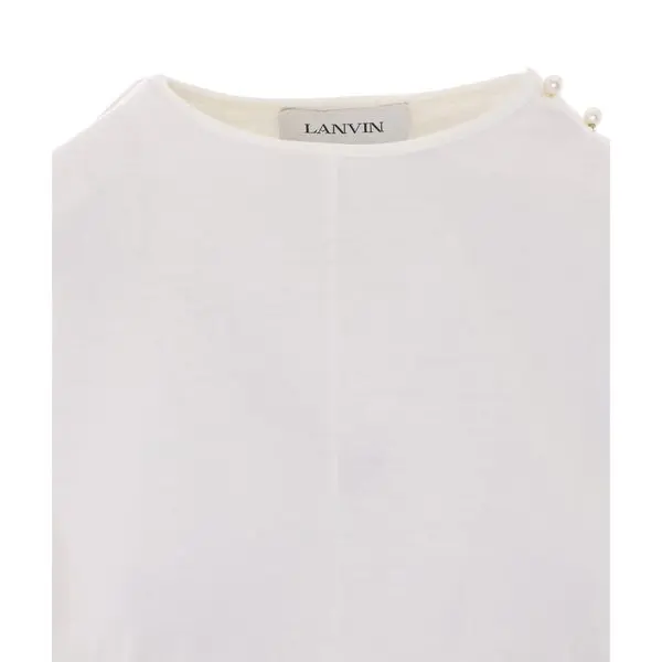 LANVIN Cape-effect T-shirt In Cotton And Silk - White