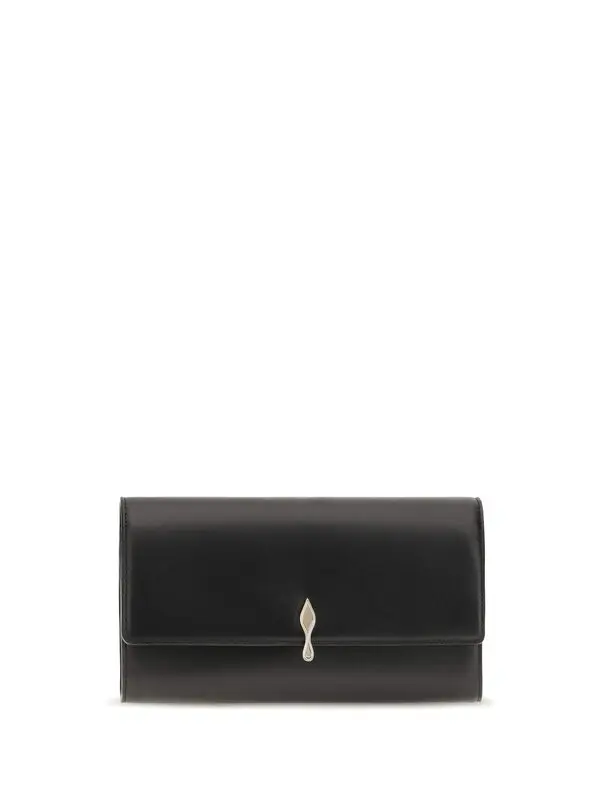 CHRISTIAN LOUBOUTIN Bettina Leather Wallet With Chain - Black