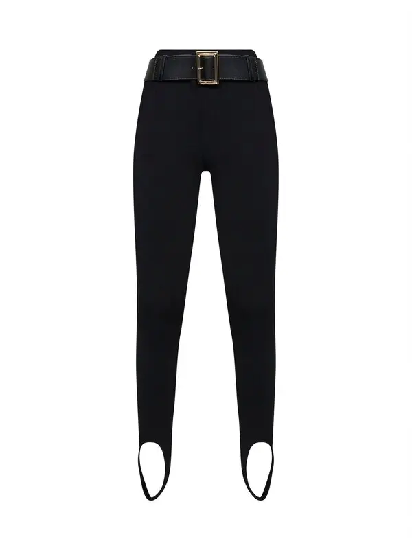 SELF-PORTRAIT Black Compact Knit Stirrup Leggings