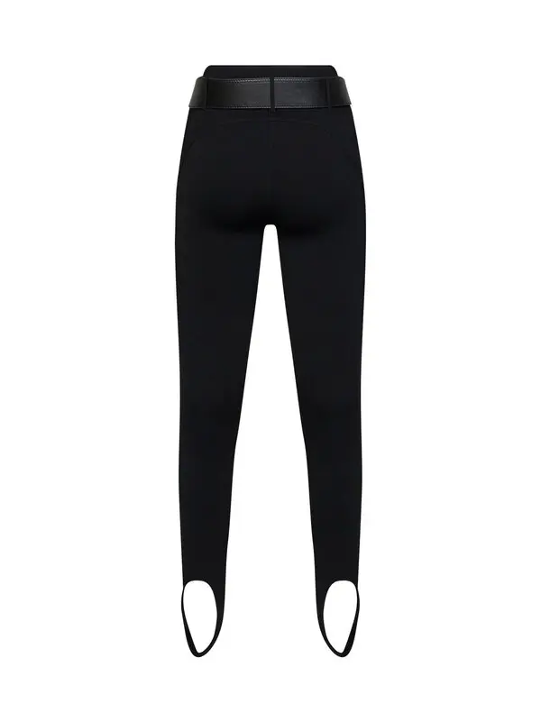 SELF-PORTRAIT Black Compact Knit Stirrup Leggings