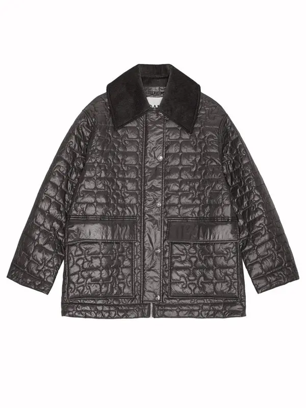 GANNI Quilted Midi Jacket - Gray