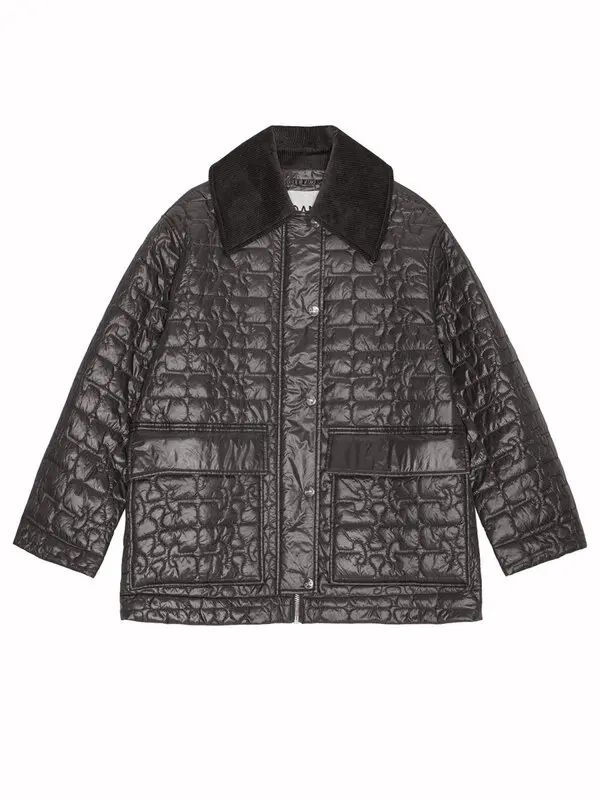 GANNI Quilted Midi Jacket - Gray