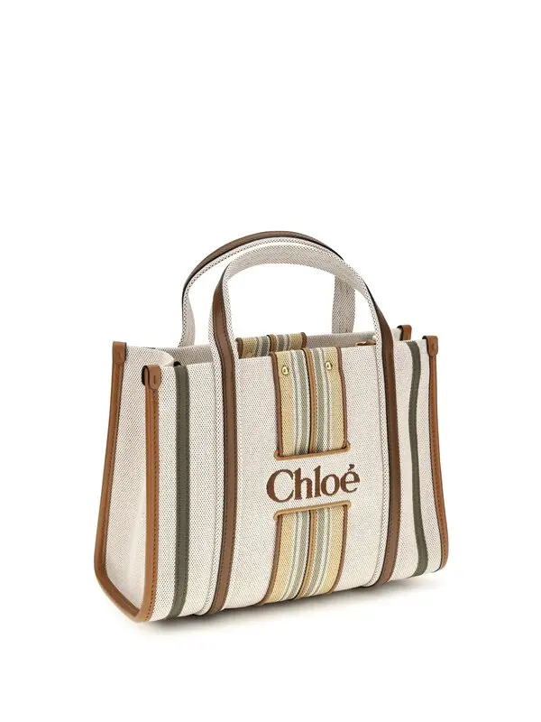 Chloé Small Woody Loop Canvas Tote Bag - Cream