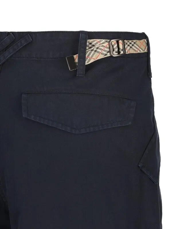 Burberry Cotton Twill Cargo Trousers - Blue