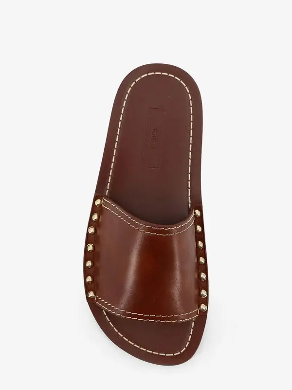 TOTEME Low Leather Sandals With Metal Studs - Multicolor