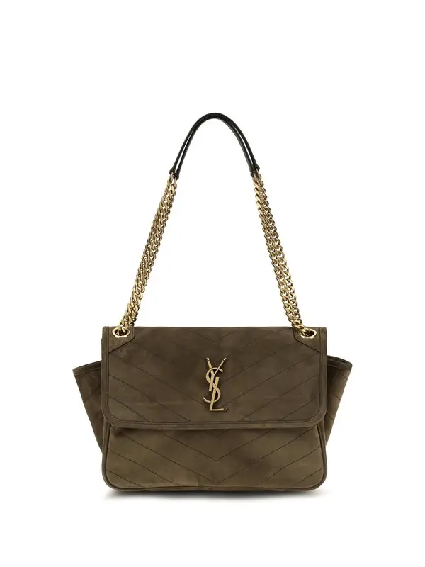 Saint Laurent Niki Tripouch Suede Shoulder Bag - Green