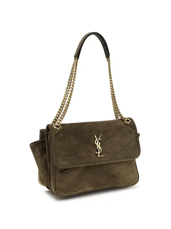 Saint Laurent Niki Tripouch Suede Shoulder Bag