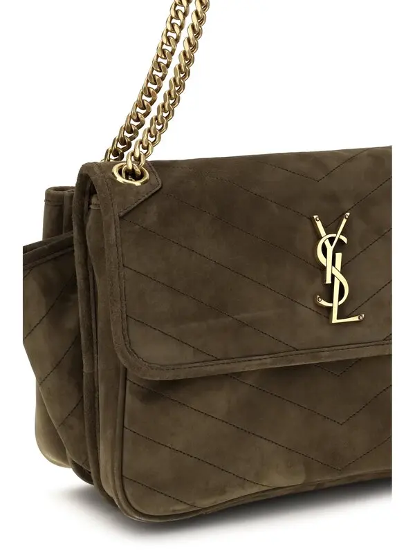 Saint Laurent Niki Tripouch Suede Shoulder Bag