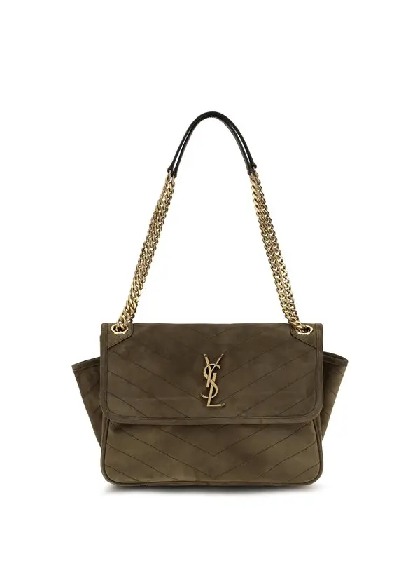 Saint Laurent Niki Tripouch Suede Shoulder Bag - Green