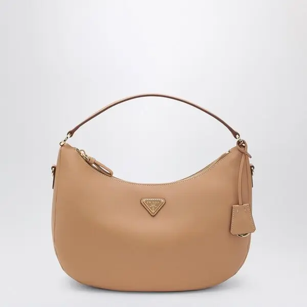 Prada Light Brown Leather Shoulder Bag - Cream
