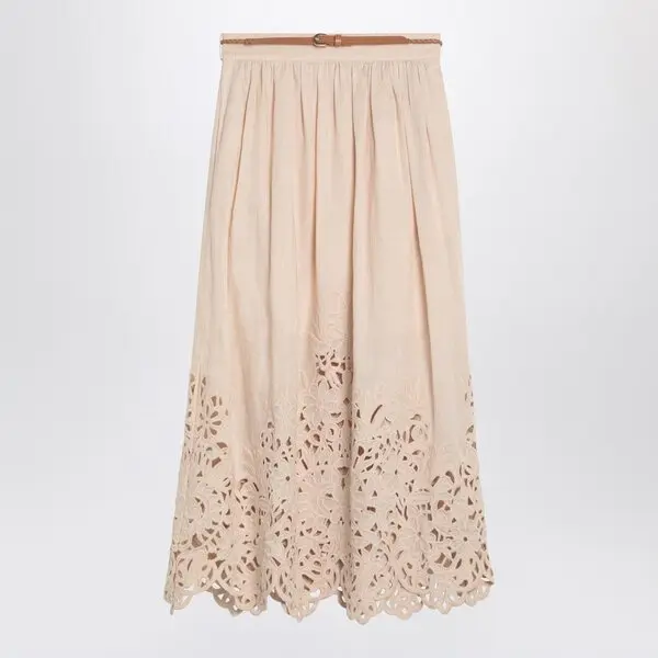 Zimmermann Wylie Colored Midi Skirt - Cream