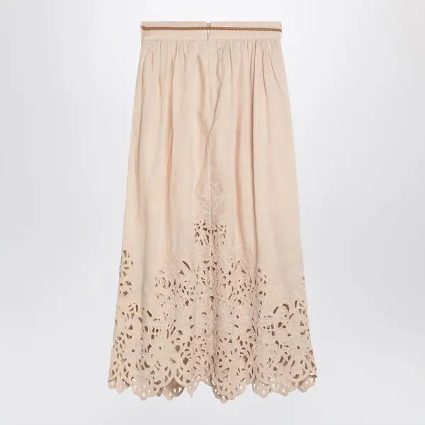 Zimmermann Wylie Colored Midi Skirt - Cream