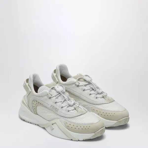 Fendi Flow Sneaker In Mesh And Suede - White