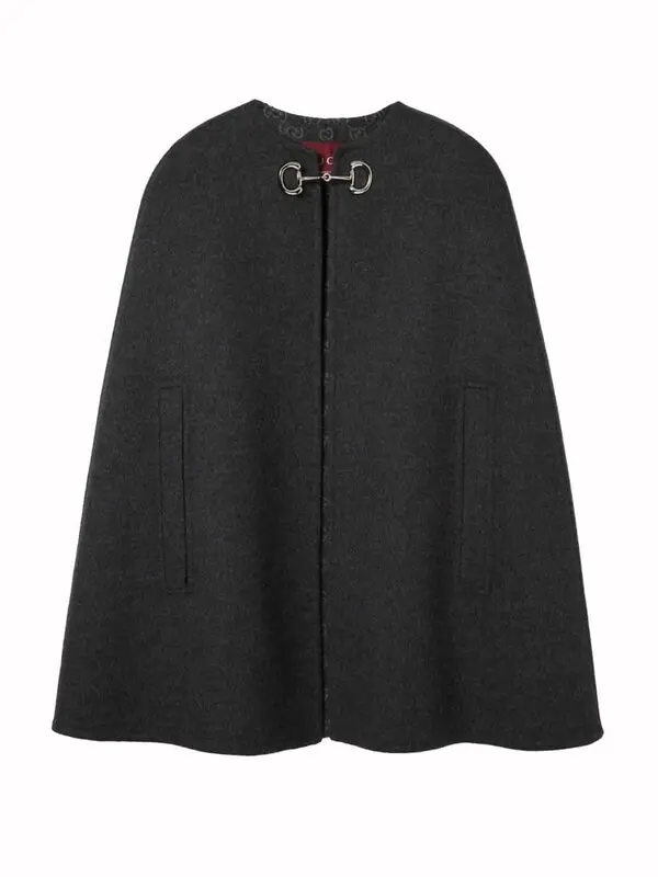 Gucci Wool And Silk Cape With Clamp - Gray