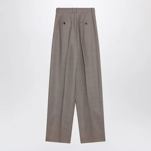 Saint Laurent Wide Leg Wool Trousers - Cream