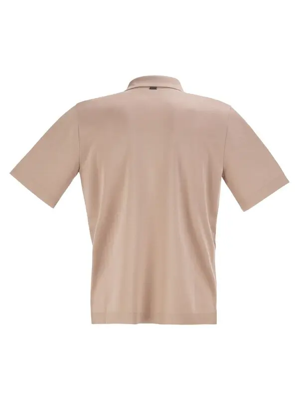Herno Cotton Jersey Polo Shirt With Open Collar