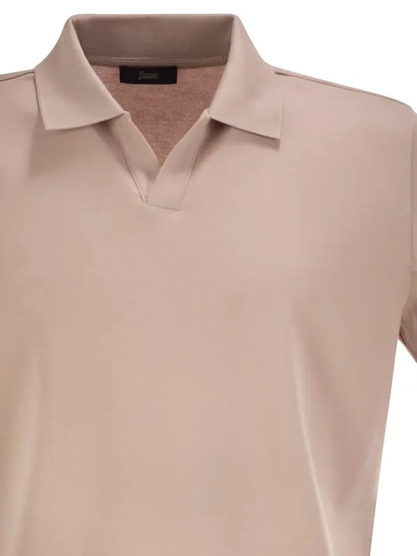 Herno Cotton Jersey Polo Shirt With Open Collar