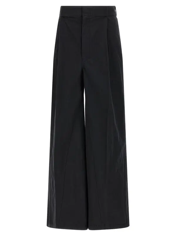 MAISON MARGIELA Cotton Blend Wide Straight Leg Trousers - Black