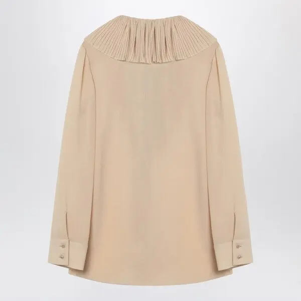Saint Laurent Ruffled Silk Blouse - Cream