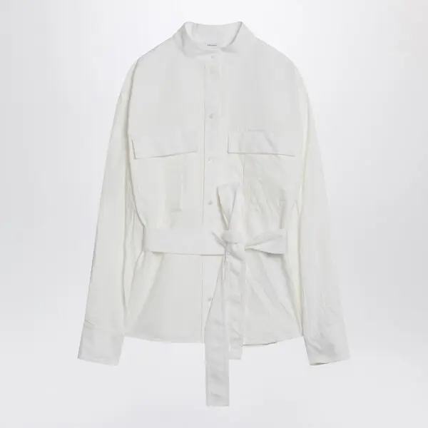 FERRAGAMO Cotton Blend Belted Shirt - White
