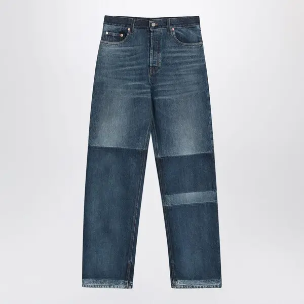 Gucci Two-tone Wide-leg Jeans With Stone-washed Treatment - Blue
