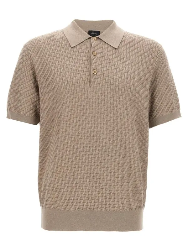 Brioni Knitted Polo Shirt - Cream