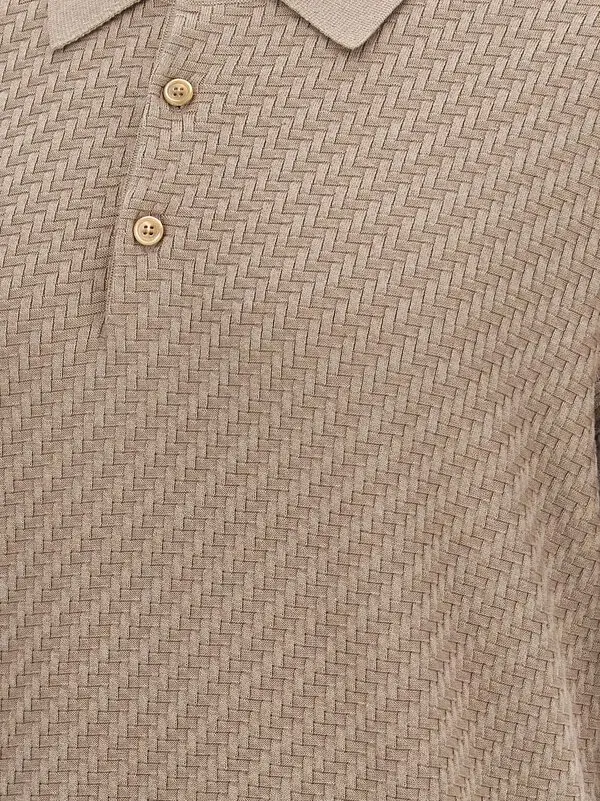 Brioni Knitted Polo Shirt - Cream