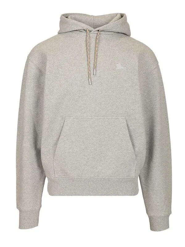 Burberry Cotton Hoodie With Equestrian Knight Embroidery - Gray