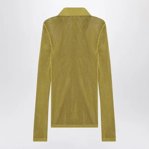 Gucci Pistachio Perforated Technical Knit Polo - Green