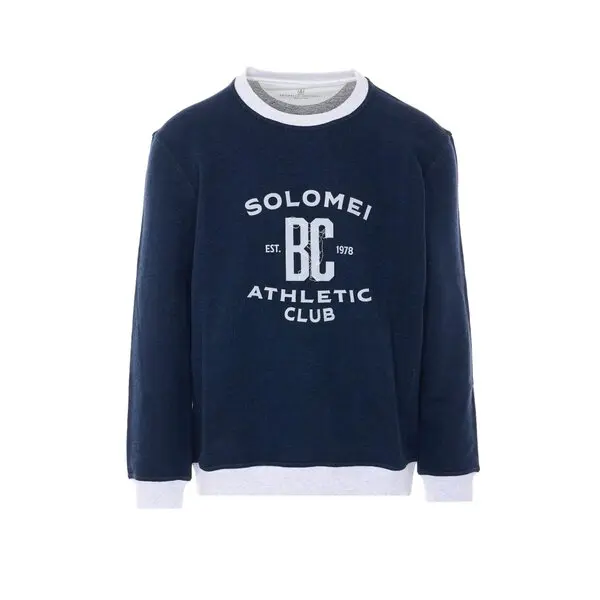 Brunello Cucinelli Melange Sweatshirt And Linen Topwear With Print - Blue