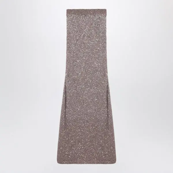 Balenciaga Light /silver Maxi Skirt With Sequins