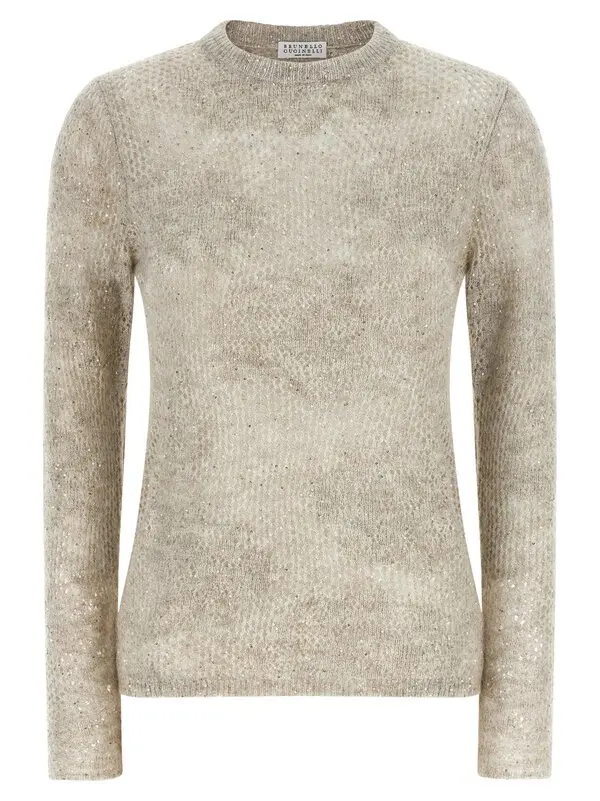 Brunello Cucinelli Flower Lace' Sweater - Cream