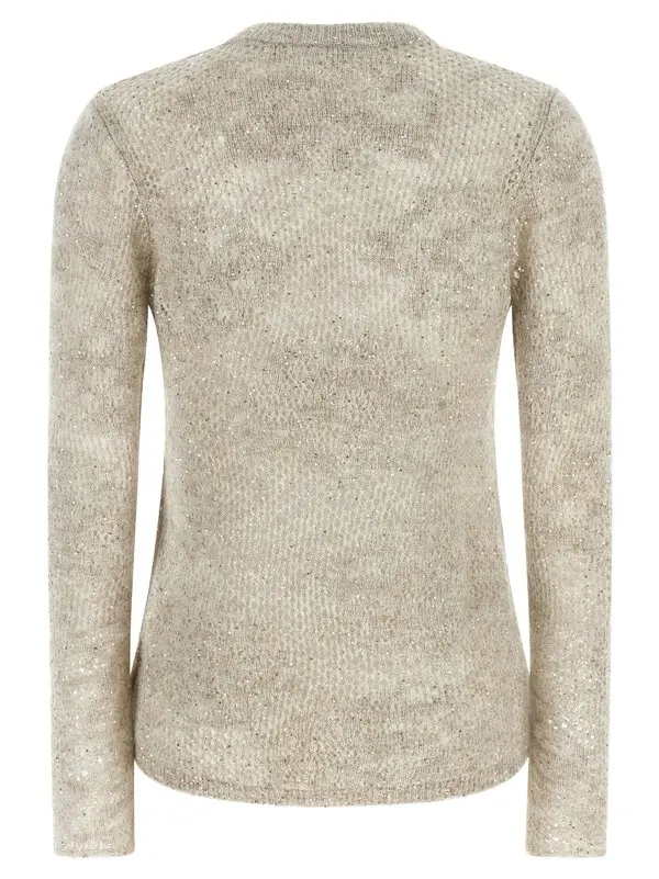 Brunello Cucinelli Flower Lace Sweater - Cream