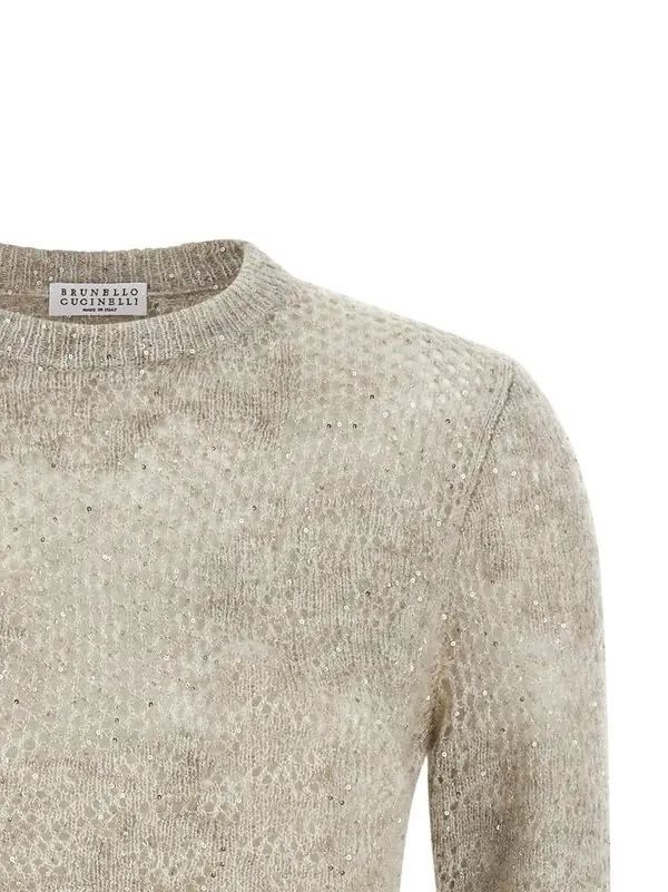 Brunello Cucinelli Flower Lace Sweater - Cream