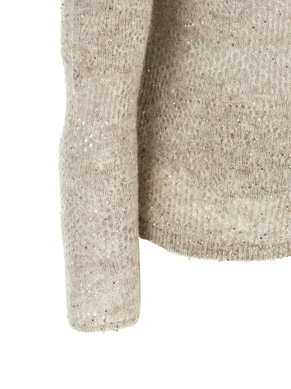 Brunello Cucinelli Flower Lace Sweater - Cream
