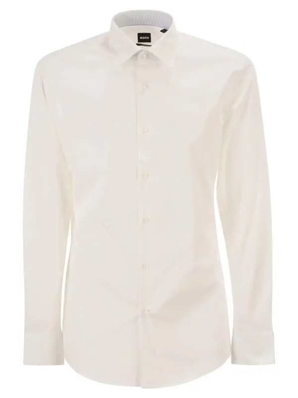 BOSS Slim Fit Shirt In Stretch Cotton Poplin - White