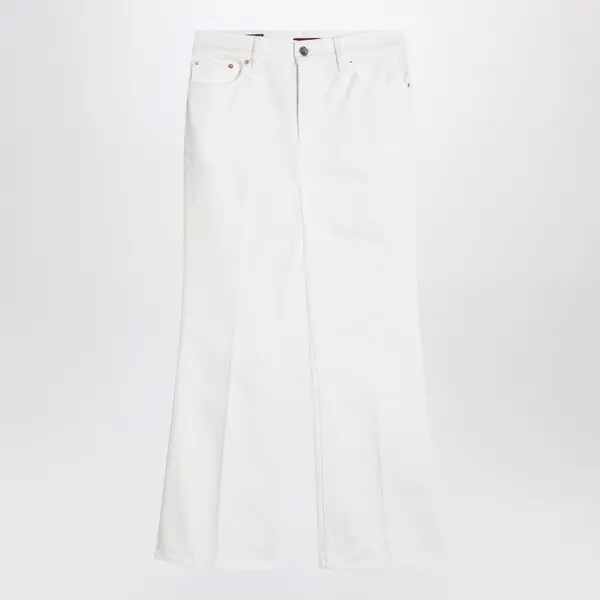 Gucci Cotton Denim Short Flare Trousers - White