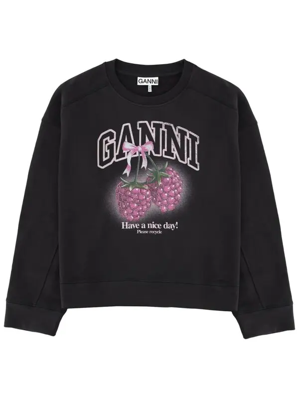 GANNI Felpa Raspberry Sweatshirt - Gray