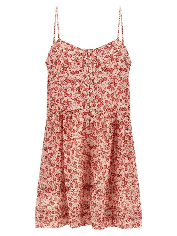 Isabel Marant Étoile Vickia Cotton Floral Jumpsuit - Red