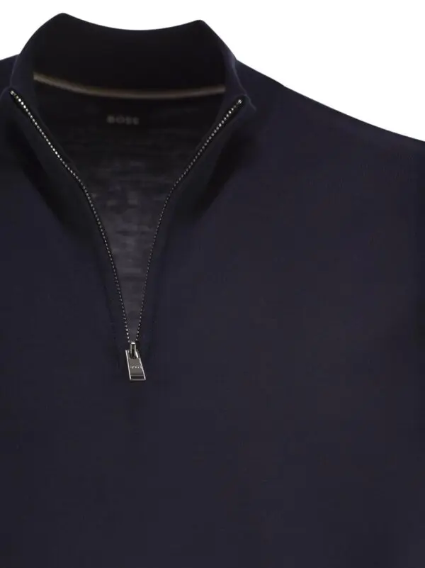 BOSS Virgin Wool Jumper With Zip Collar